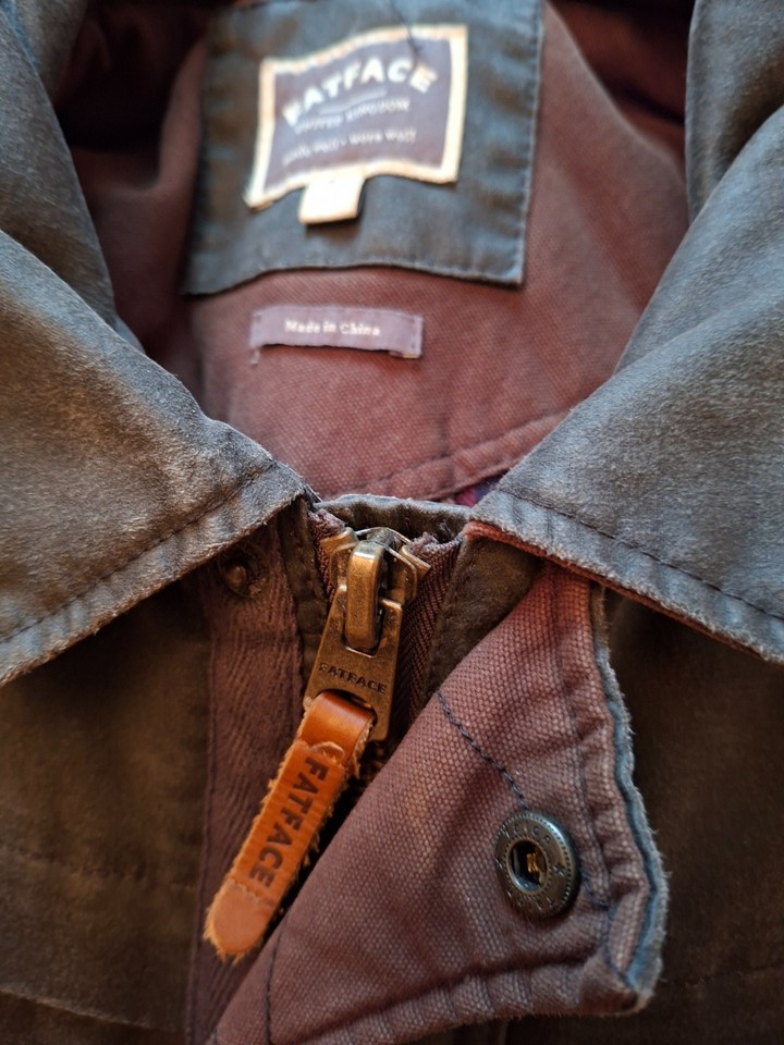 Fat Face Jacket Mens Brown Utility Military Chore Wax Style Heavy Cargo ...