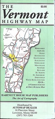 The Vermont Highway Map, by Hartnett House Maps - Vintage | eBay