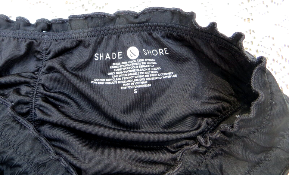 Shade & Shore Black Ruched Ruffle Edge Cheeky Bikini Bottom Size S | eBay
