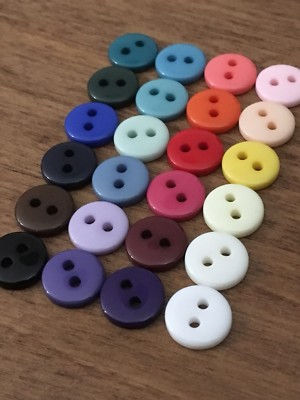 Tiny Sewing Buttons 9mm / 14L 2 Hole Colours Shiny Resin Pack Sizes 10 ...