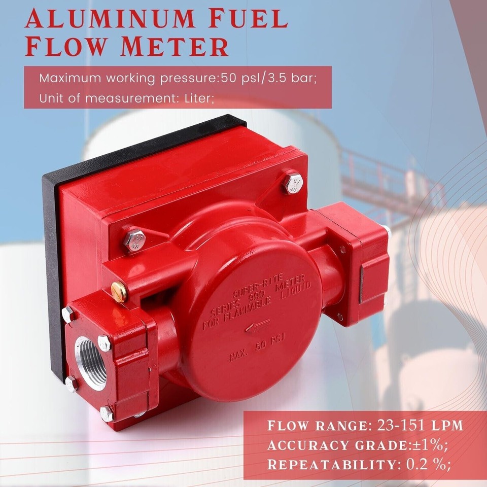 2 Aluminum 1-1/2 " Fuel Flow Meter 4 Digit Counter Diesel Tank Transfer ...