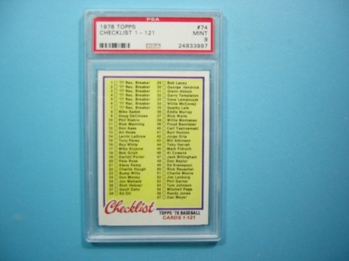 1978 TOPPS MLB BASEBALL CARD #74 FIRST CHECKLIST PSA 9 MINT SHARP+ '78 ...