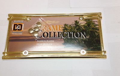 PIPELINE DESIGN COOL ELEGANT GOLD FINISH METAL LICENSE PLATE FRAME LPF ...