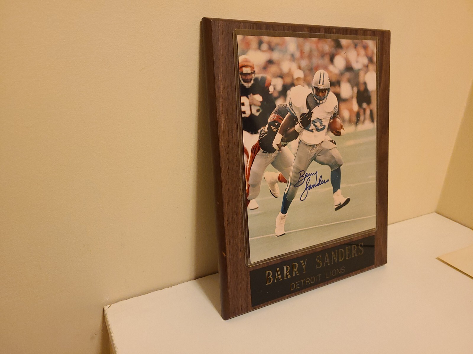 Autographed Barry Sanders Plaque With COA Signed Aug 1993 Beautiful ...