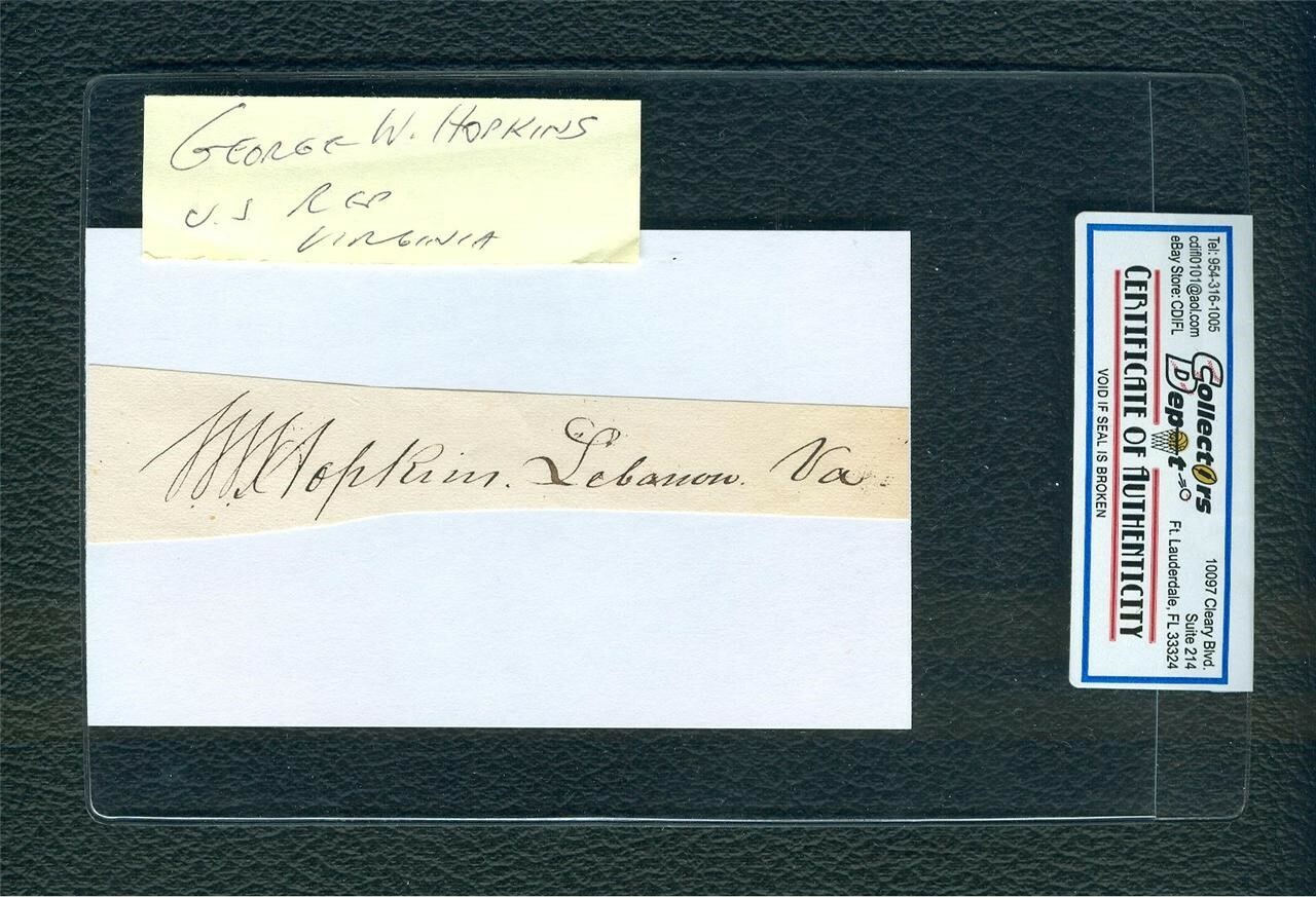George Washington Hopkins VA Congressman 1835-1847 signature with ...