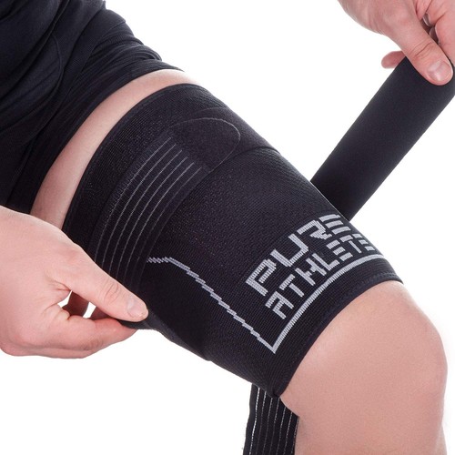 Thigh Compression Sleeve – Adjustable Straps Quad Wrap Support Brace ...