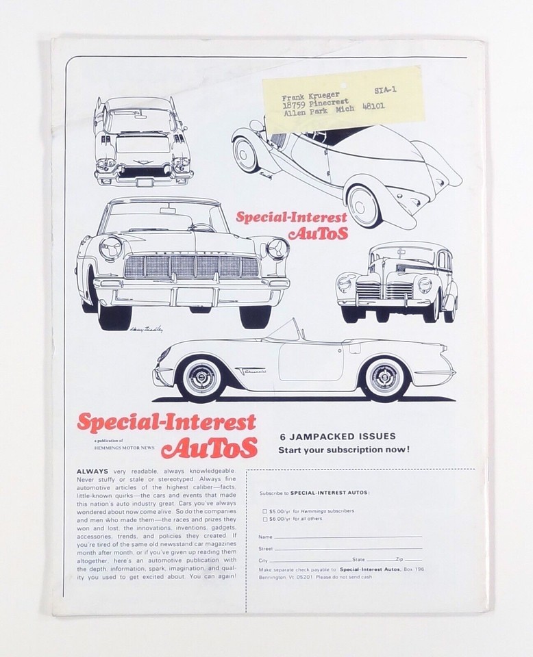 1972 Aug SPECIAL-INTEREST AUTOS Convertible Victorias SELF-PARKING dash ...