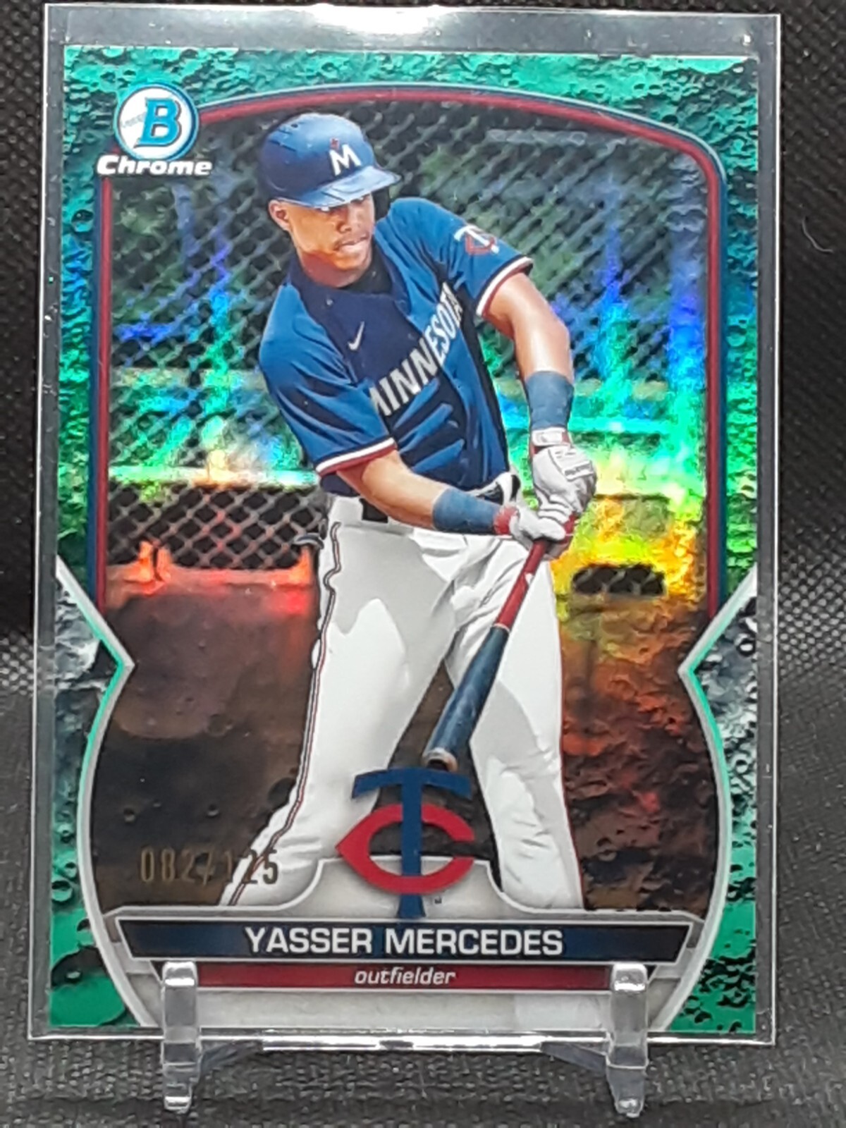 YASSER MERCEDES 2023 BOWMAN CHROME AQUA LUNAR CRATER REFRACTOR #82/175 ...