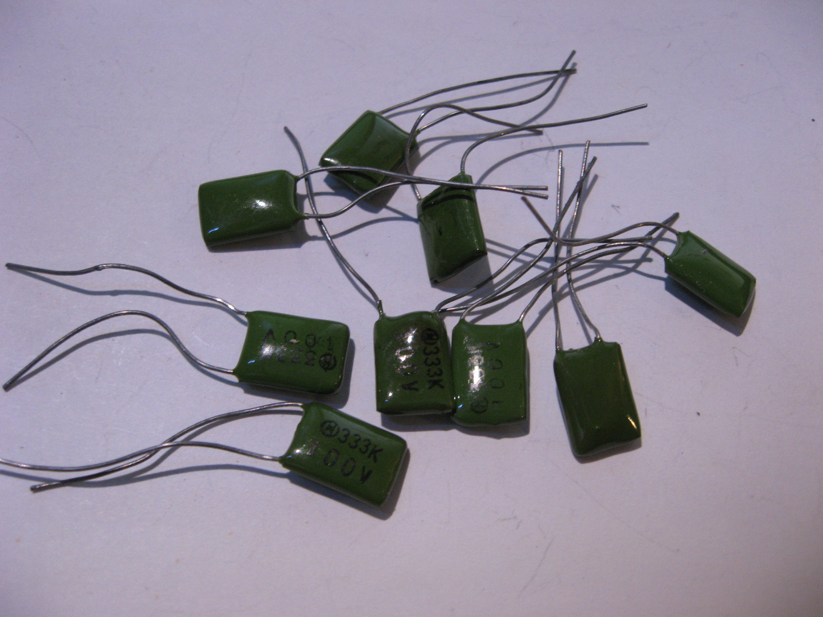 Lot of 25 Polyester Film Chicklet Capacitors Green .033uF 10%(K) 100V ...
