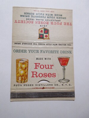 1958 Four Roses large matchbook cover Join Four roses Society | eBay