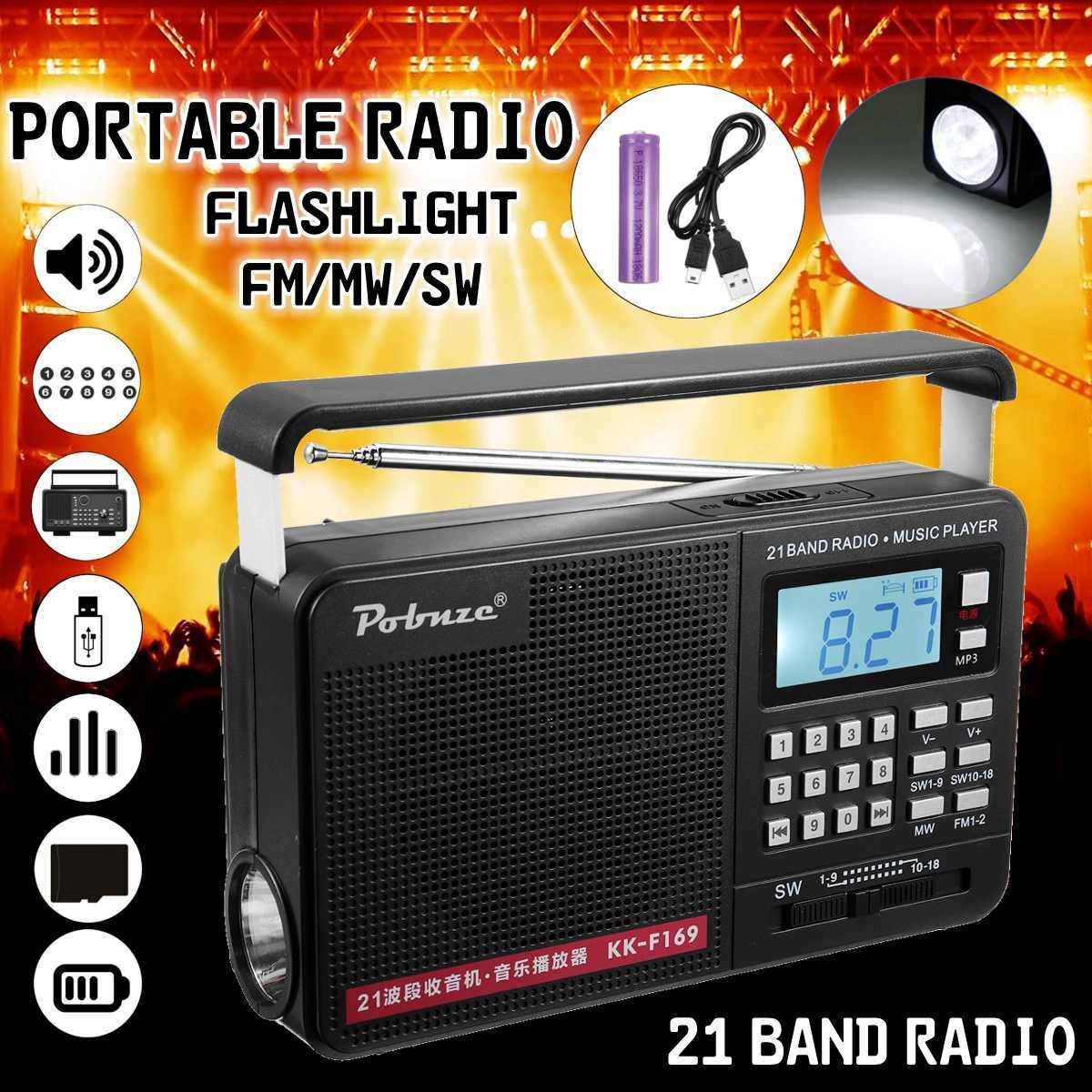 Portable World Band Radio LCD Digital FM/AM/SW USB TF MP3 Music Player ...