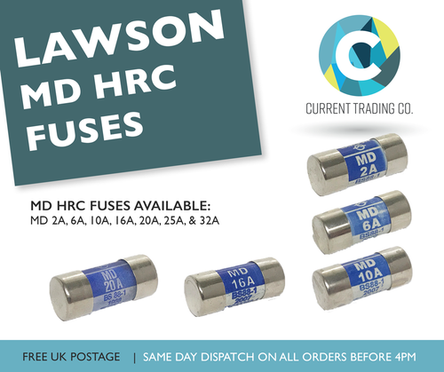 LAWSON MD 2A, 6A, 10A, 16A, 20A, 25A, & 32A TYPE MD HRC FUSES | eBay UK