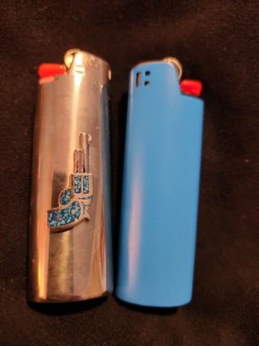 Vtg Lighter Case Lot Turquoise Revolver Gun Pistol&Blue Western Cover ...