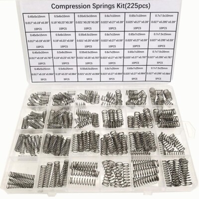 225pcs Compression Spring Assortment Kit, 24 Different Sizes of ...