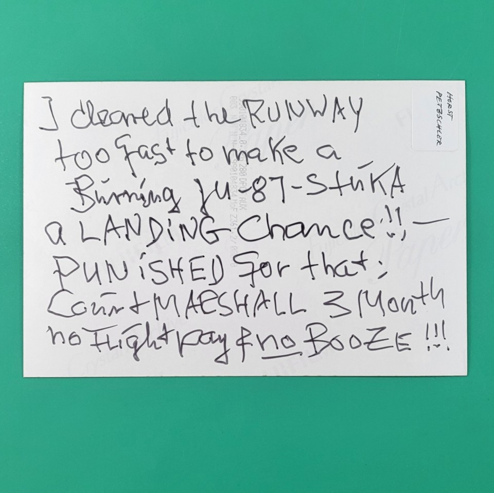 Horst Petzschler WWII German Luftwaffe Pilot Ace-26 Photo Handwritten ...