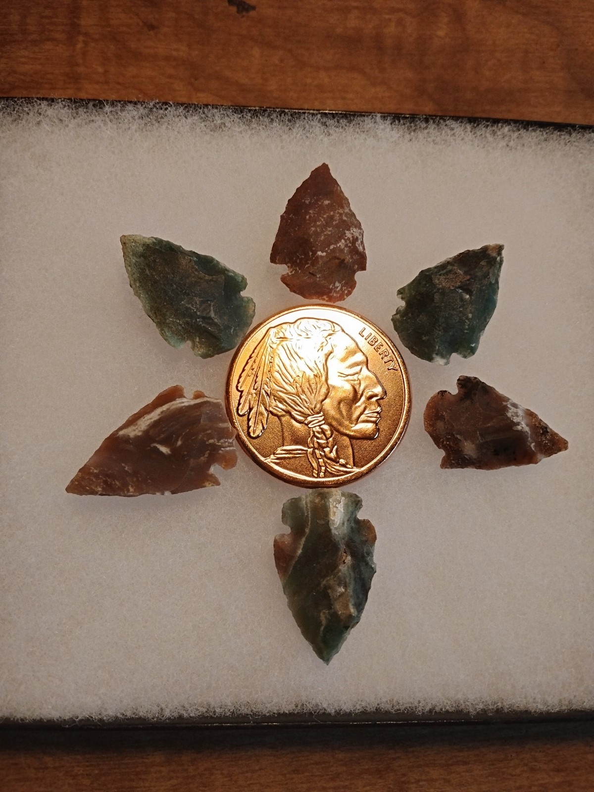 1 oz Indian Copper Round 6 Native American Arrow Heads in 5x7 Display ...