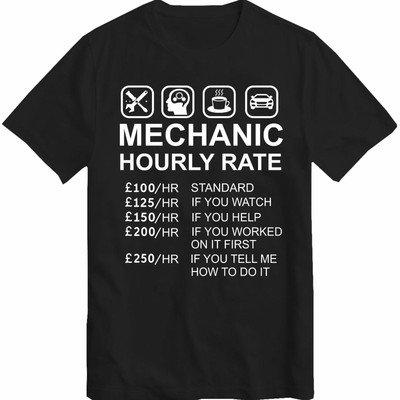 Mechanic Hourly Rate T-Shirt Gift for Car Mechanic Automobile Car ...