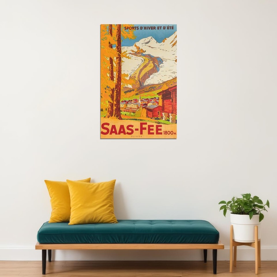 364946 Saas-Fee Switzerland Vintage Travel Art Decor Wall Print Poster ...