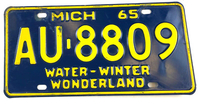 Vintage 1965 Michigan Car License Plate Man Cave AU-8809 Pub Decor ...