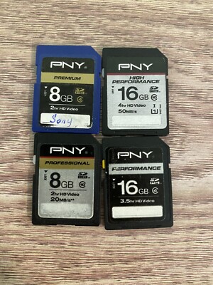 Lot Of 4x PNY 8GB 16GB SDHC Camera Memory Cards | eBay