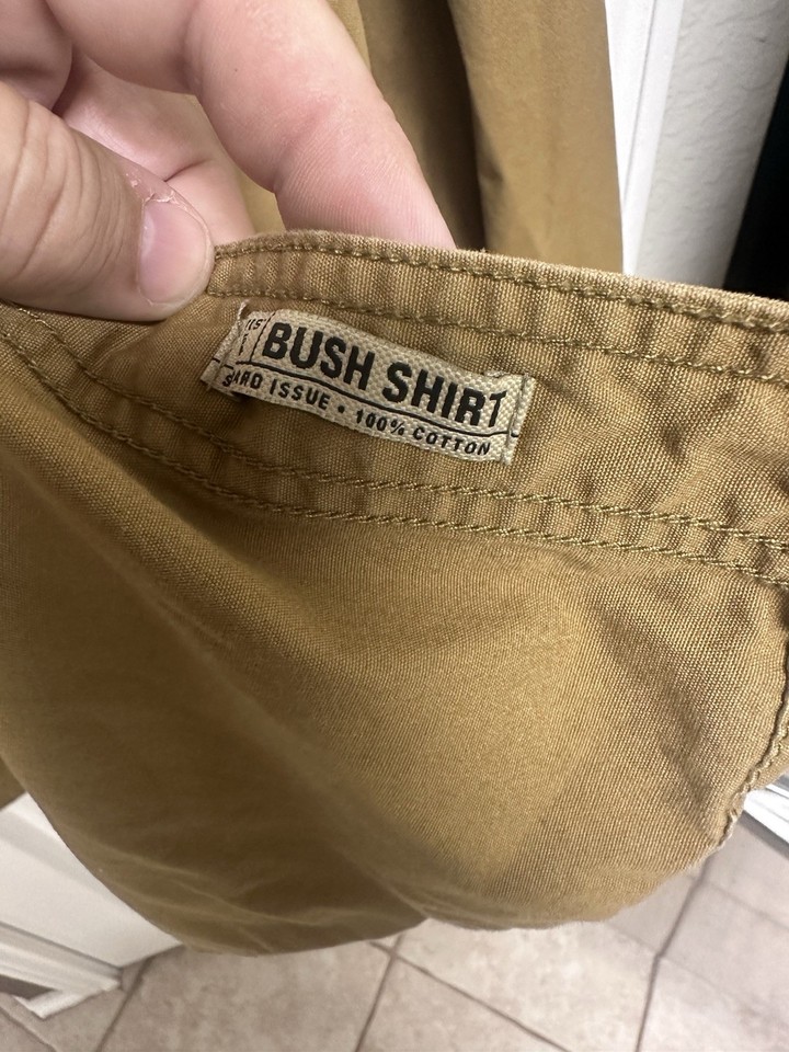 Orvis Shirt Mens XL Brown Tan Bush Shirt Poplin Safari Utility Field ...