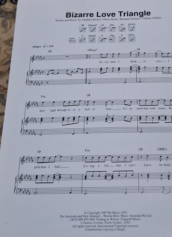 BIZARRE LOVE TRIANGLE FRENTE NEW ORDER COVER SHEET MUSIC FREE DOMESTIC ...