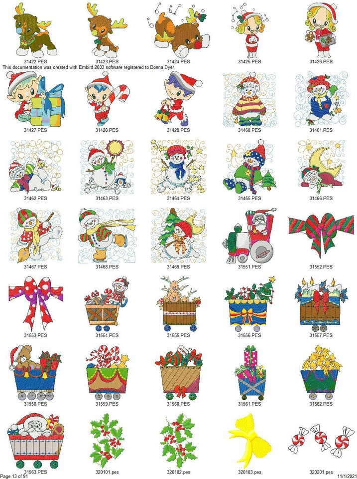 3000+ ASSORTED CHRISTMAS EMBROIDERY MACHINE DESIGNS PES BROTHER DST ON ...
