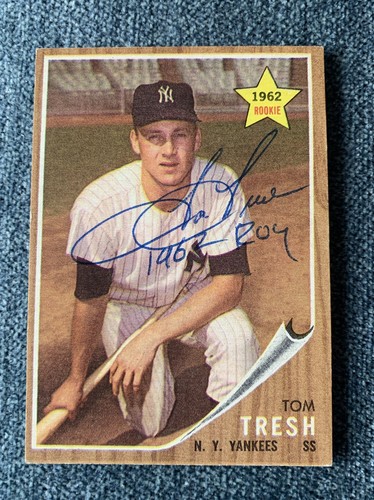 SIGNED 1962 Topps Tom Tresh Yankees AUTOGRAPH Rookie Card Inscribed ...