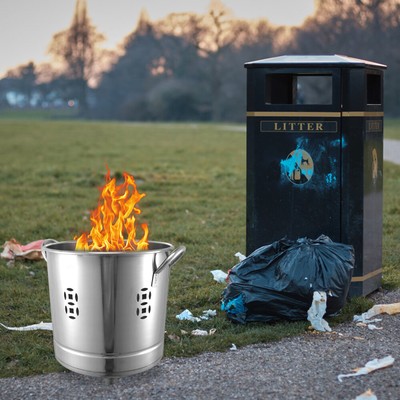 2 Pcs Stainless Steel Trash Can Incinerator Burning Bin with Cover ...