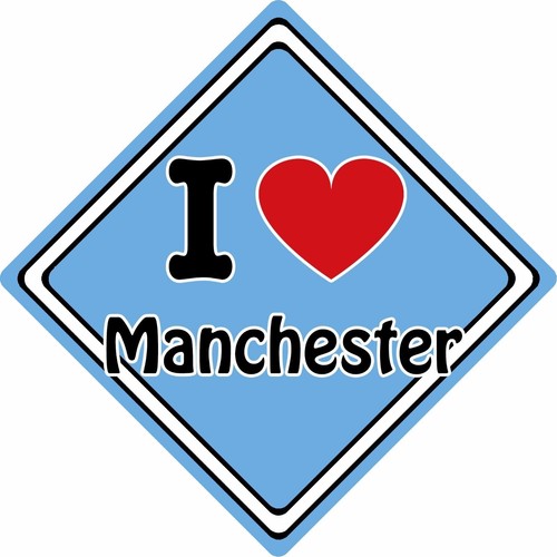 I Love Manchester Car Sign ~ Support Your Town/City ~ Football/Rugby ...
