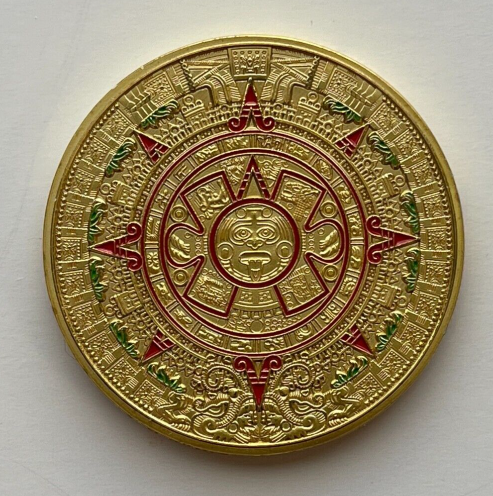 Challenge Coin Collection 5-Piece Aztec Calendar Coins - Gold Mayan ...