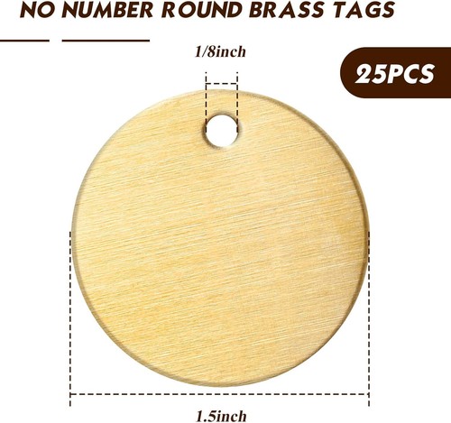 Zhengmy 25 Pcs Solid Brass Tags for Stamping, Chits Pipe Valves Round ...