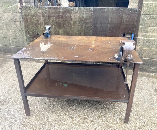 Steel HD Work Bench 10mm Plate Top 150x110x90 High +Lge Quick Release ...