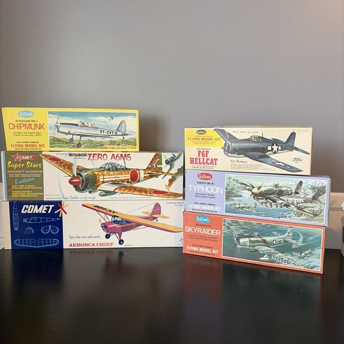 7- Plane Kits F6F Hellcat Balsa Wood Flying Model Kit, WWII Plane VTG ...