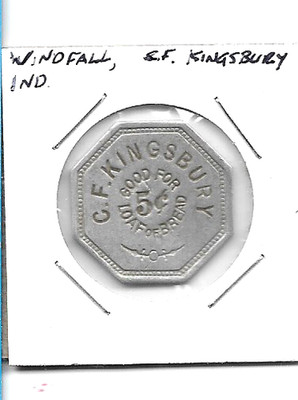 Windfall, Indiana Trade Token C.F. KINGSBURY 5¢ | eBay