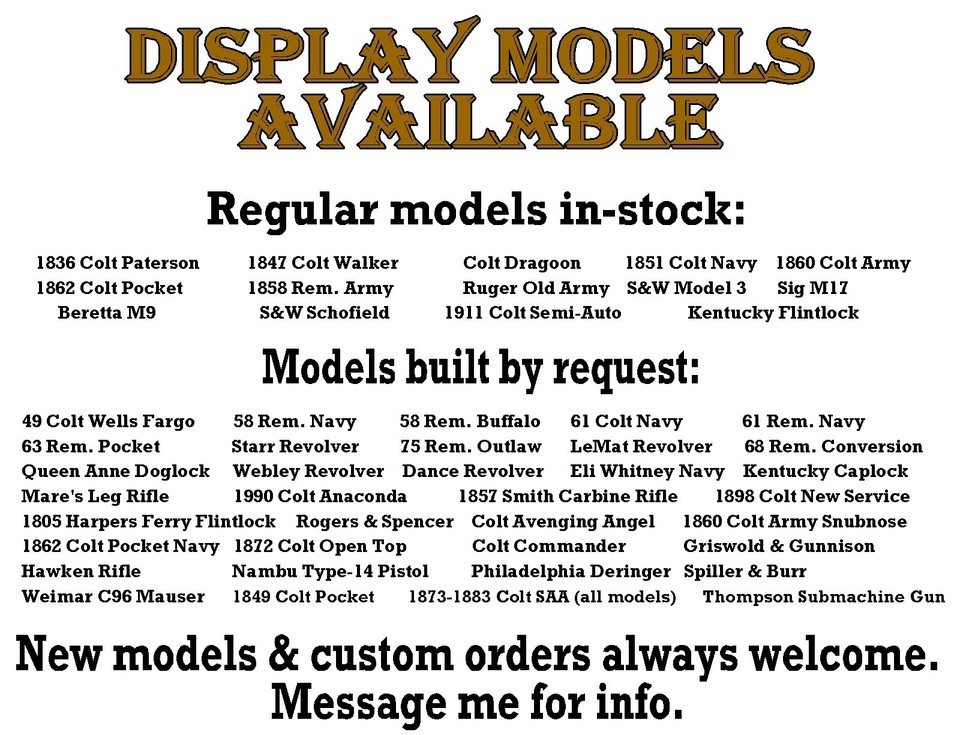 Free-Standing Display Stand for 1847 Colt Walker Pistol Gun Rack DARK ...