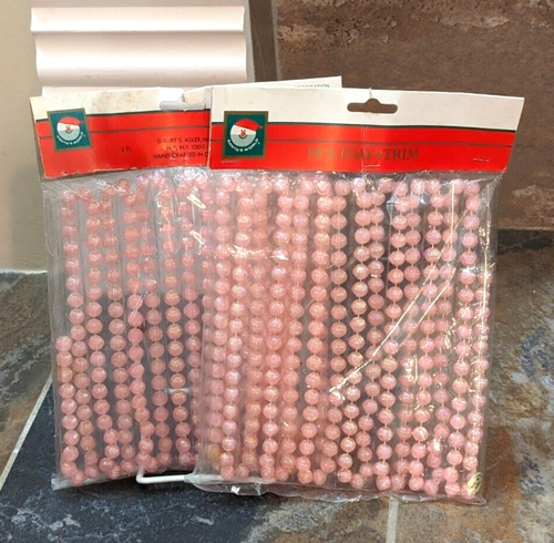 Kurt Adler Pink Bead Garland Vintage Holiday Trim Sealed In Package | eBay