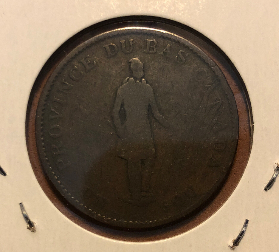 1837 Canada Half 1/2 Penny Un Sou Quebec Bank Token Coin Province Du ...