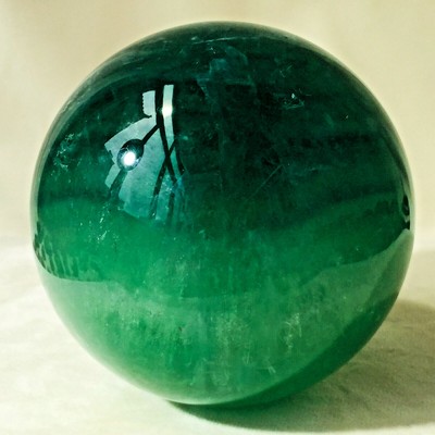 757g Large Clear Dark Green Fluorite Quartz Crystal Sphere Genius Stone ...