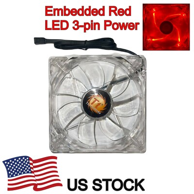 ThermalTake Rosewell TT-1225 Red LED 120mm Quiet PC Fan 3pin 12V 0.18A ...