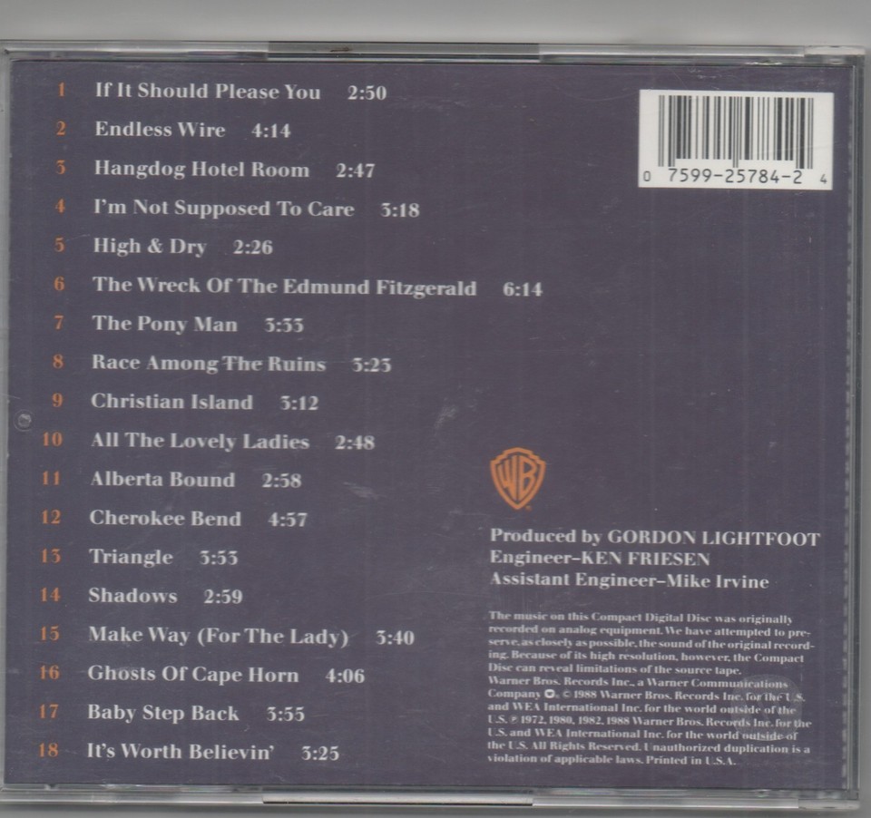 GORDON LIGHTFOOT GORD'S GOLD VOLUME CD | eBay