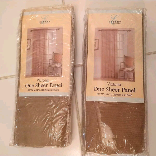 Taupe Sheer Panel 59" W x 84" L Ellery Homestyles Victoria Lot of 2 | eBay