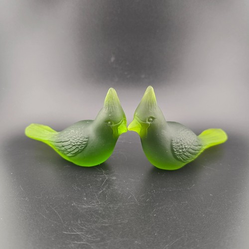 Westmoreland Green Satin Glass Cardinal Bird Set Vintage Figurine Pair ...