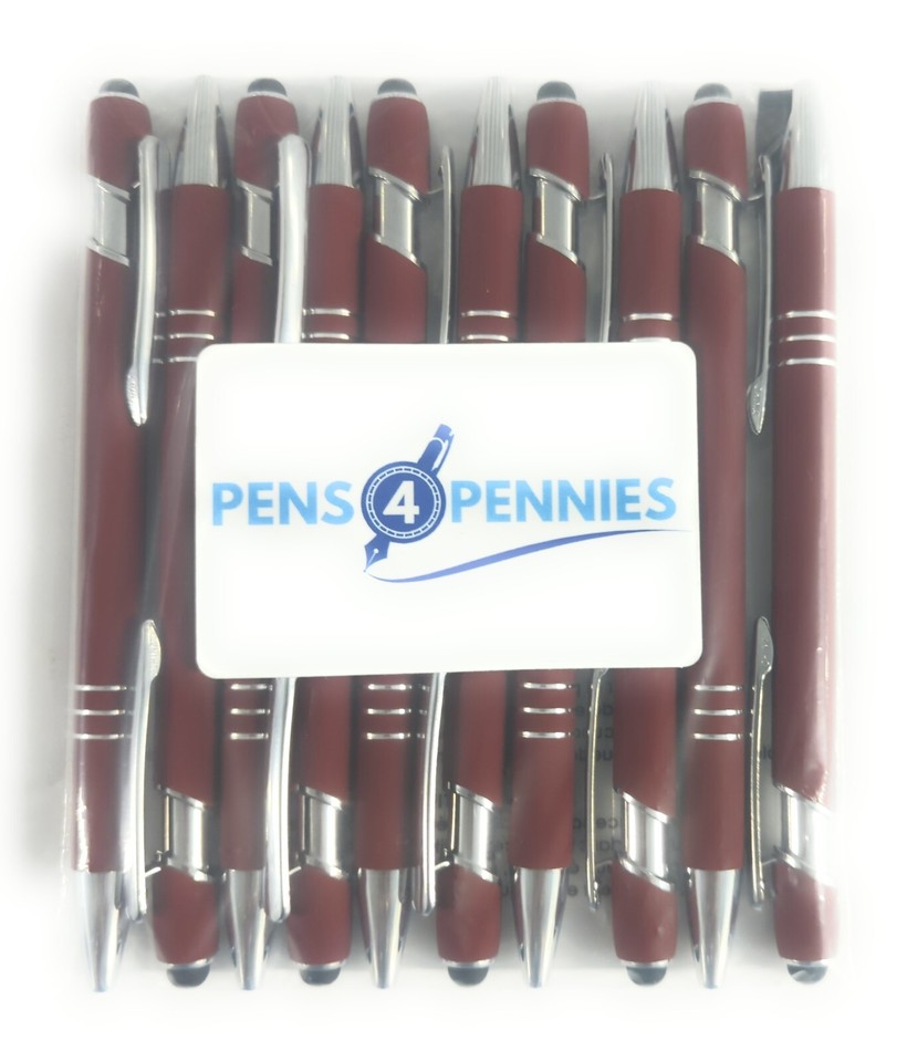 10ct Lot Metal Retractable Soft Touch Stylus Pens: BURGUNDY/MAROON/RED ...