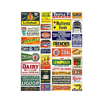 Dollhouse & General Store Signs, 34 Diorama Advertising Signs, 1 ...