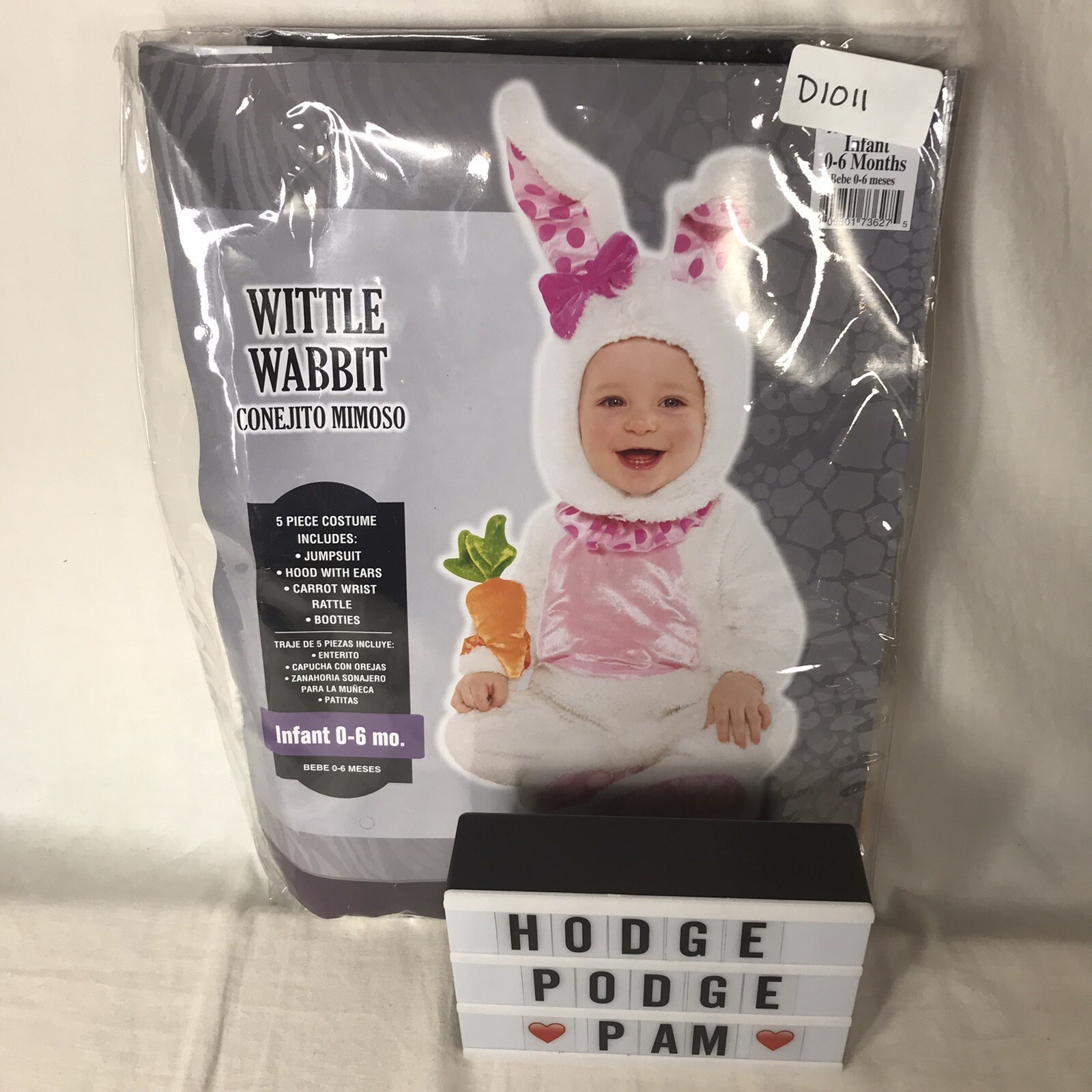 Little Rabbit Easter Bunny Halloween Costume White Wabbit Infant 0-6 ...
