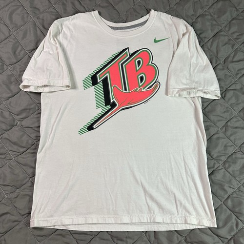 Nike Tampa Bay Devil Rays Shirt Mens XL White Pink Green Retro MLB ...
