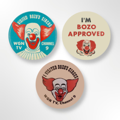 Bozo's Circus Replica Button 3-Pack Cookie Grand Prize Game WGN 9 Bozo ...