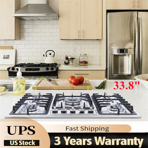 34" Gas Cooktop 5 Burners Built-in Gas Stove Top NG/LPG Kitchen Cooker ...