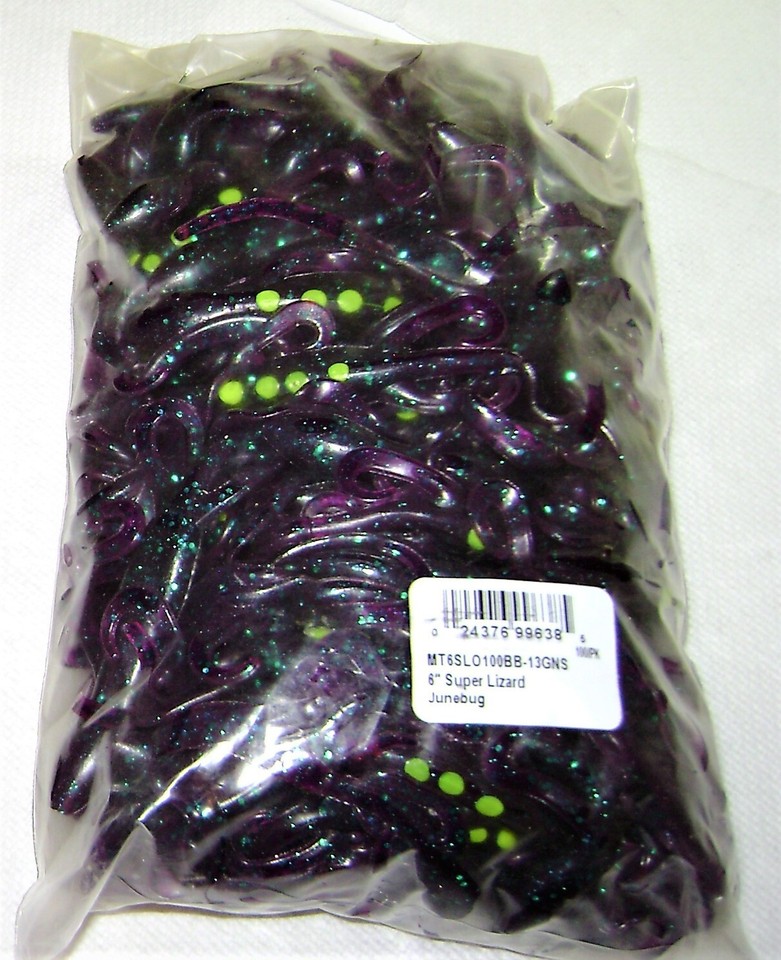 100 MISTER TWISTER 6 INCH SUPER LIZARD LURES BASS JUNEBUG COLOR | eBay